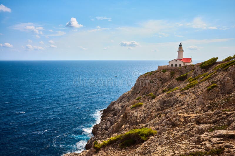 Capdepera Lighthouse in Cala Ratjada, Mallorca. Stock Photo - Image of ...