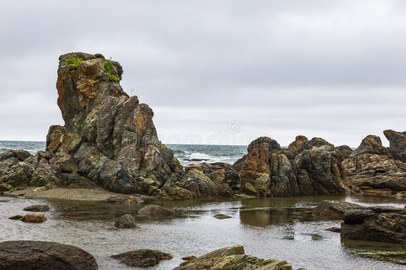 Cape Acute. South Sakhalin, Russia Stock Photo - Image of clouds ...