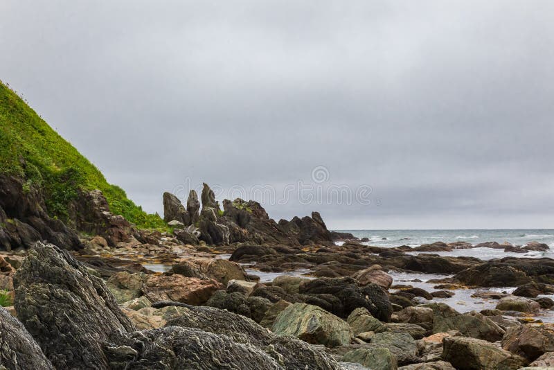 Mys Ostry. South Sakhalin, Russia Stock Image - Image of rocky, stone ...