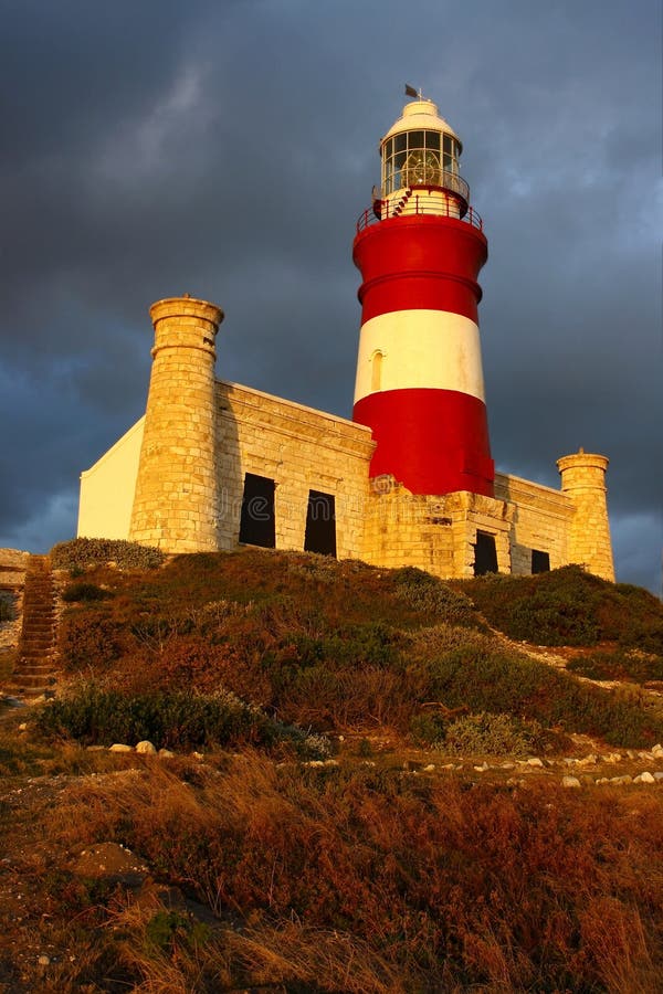 Cape Agulhas lighthouse stock photo. Image of dusk, landmark - 3867704