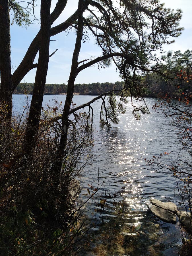 Cape cod Autumn Lake View stock image. Image of lake - 163550993