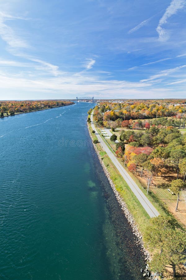 Cape Cod Canal on an Autumn Day Stock Image - Image of view, foliage ...