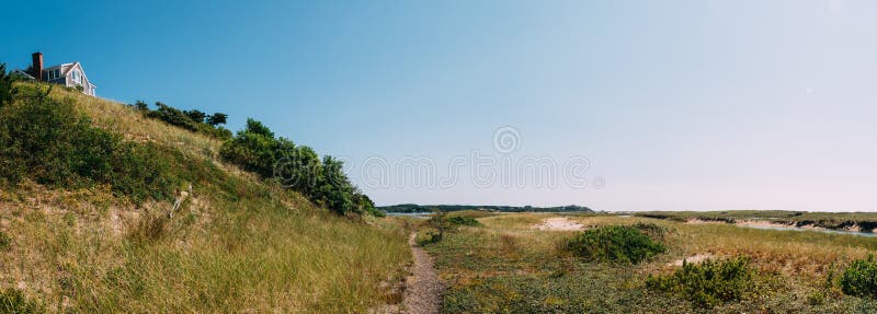Cape Cod Dune Panorama stock photo. Image of grass, ocean - 63574350