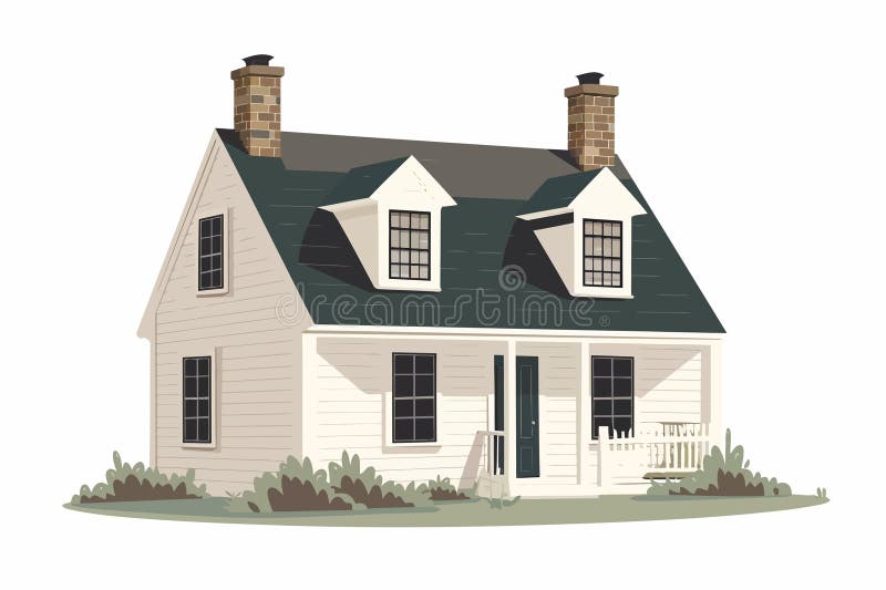 Cape Cod House Isolated Illustration Stock Vector - Illustration of ...