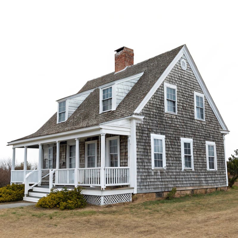 Cape Cod House Isolated on White Background Stock Illustration ...