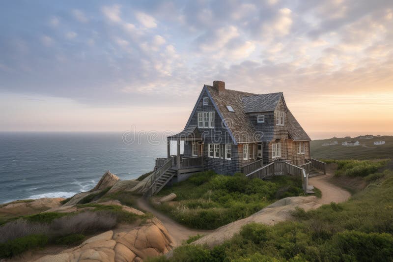 Cape Cod House, with Ocean Views and Waves in the Background, on ...