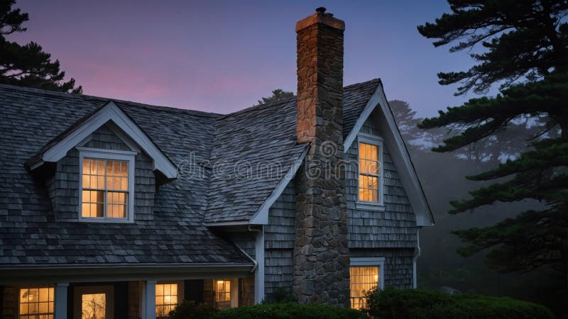 Charming Cape Cod Residence Featuring Weathered Shingles and Warm ...