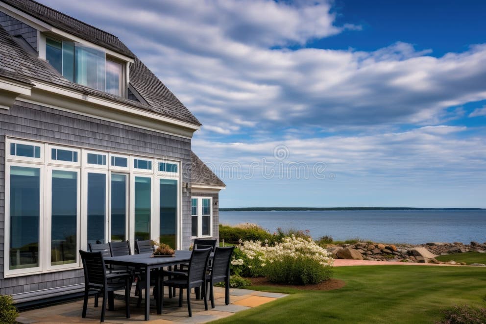 Cape Cod with a Second-story Extension Overlooking the Ocean Stock ...