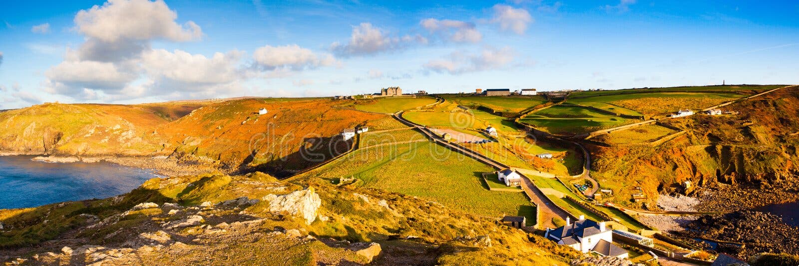 Cape Cornwall in St Just at Sunset Stock Photo - Image of horizontal ...