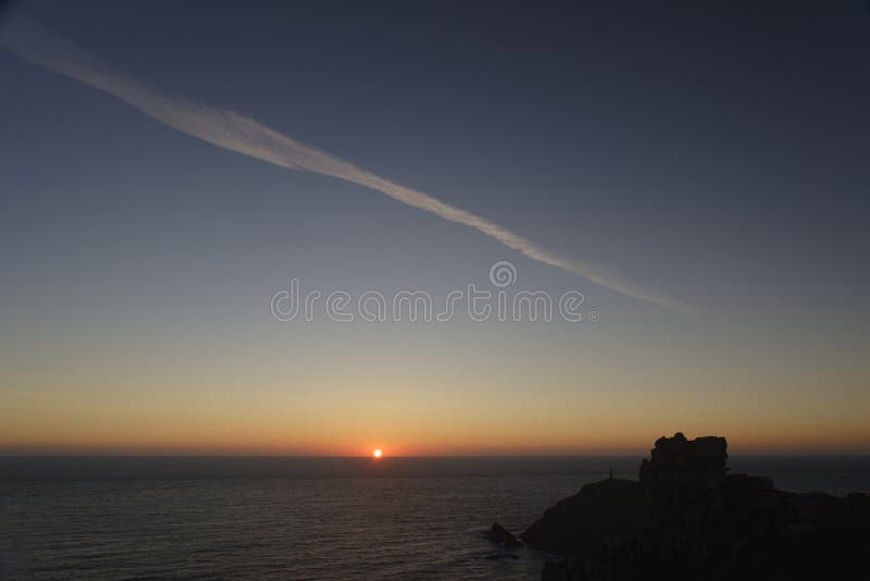 Cape Cornwall in St Just at Sunset Stock Photo - Image of horizontal ...