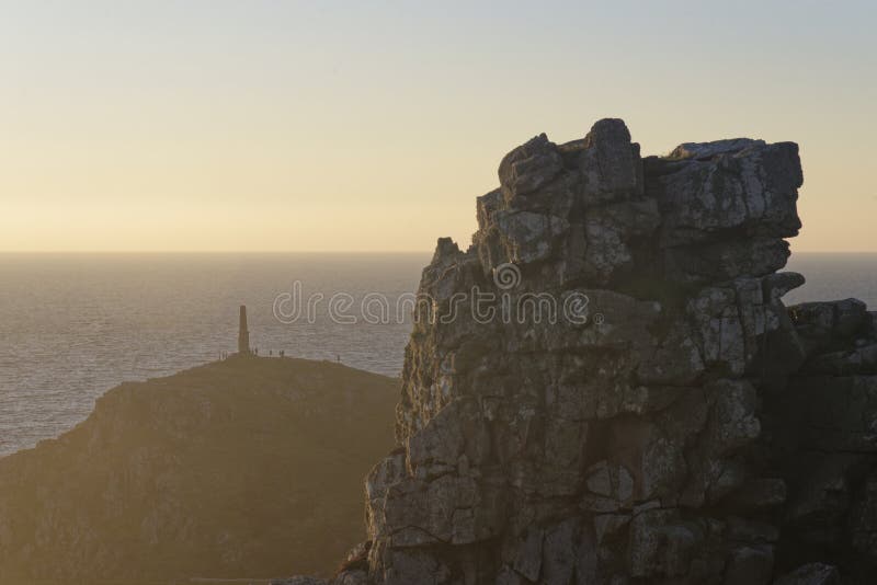 Cape Cornwall at sunset stock photo. Image of westerly - 235126212