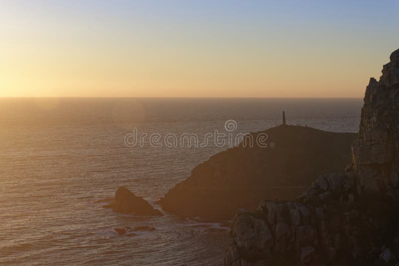 Cape Cornwall in St Just at Sunset Stock Photo - Image of horizontal ...