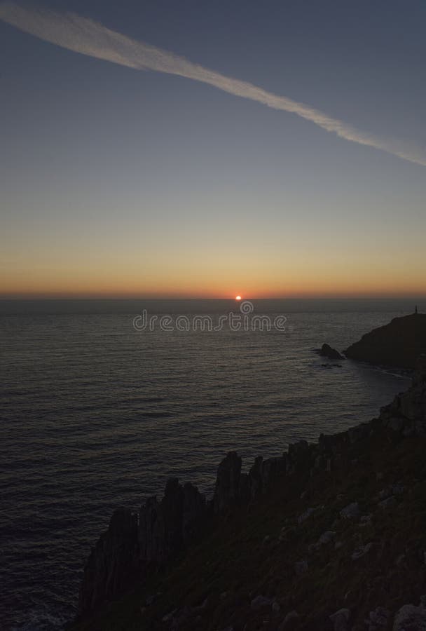 Cape Cornwall in St Just at Sunset Stock Photo - Image of horizontal ...