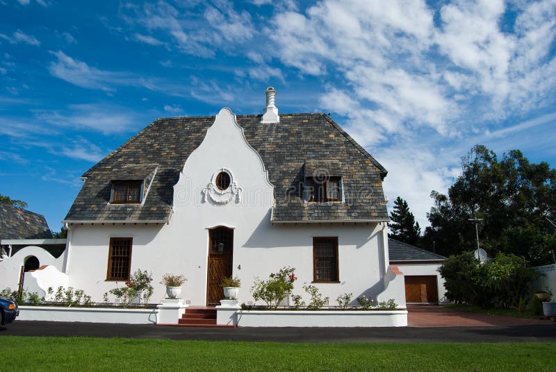 Cape Dutch Architecture, Town Hall in Franschhoek Stock Photo - Image ...