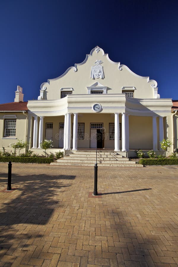 Cape Dutch Architecture, Town Hall in Franschhoek Stock Photo - Image ...