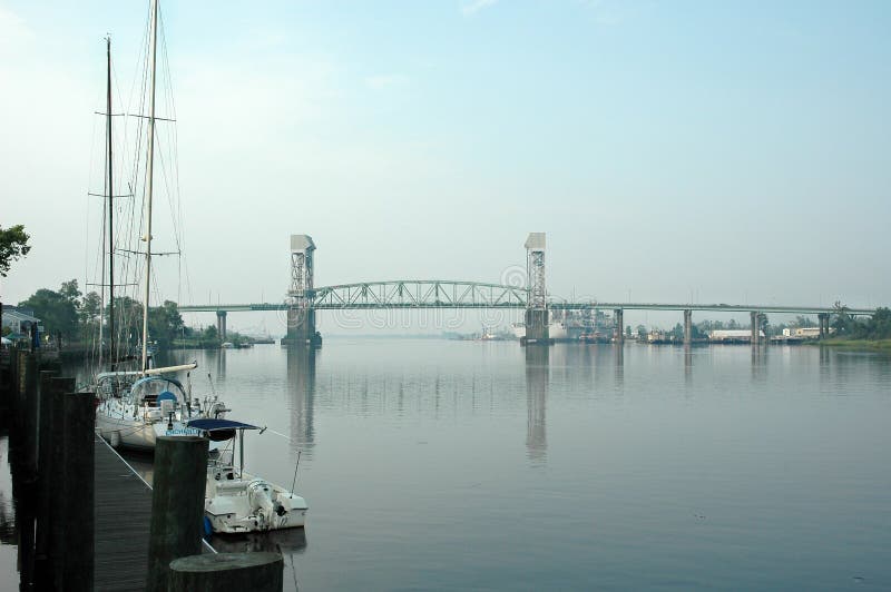 Cape Fear Memorial Bridge stock image. Image of drawbridge - 1239695