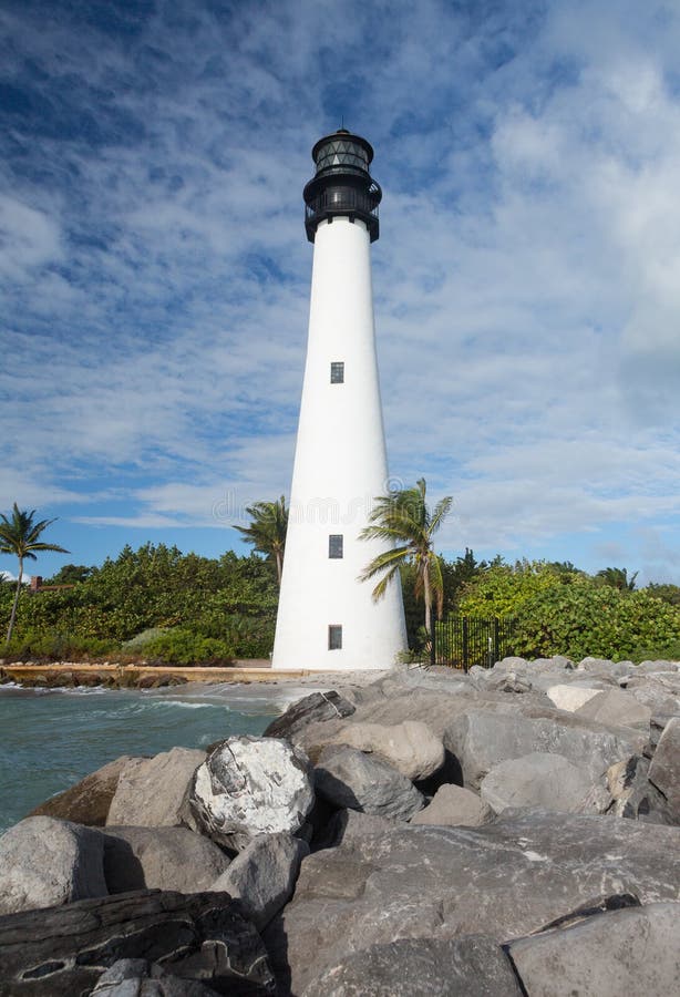 Famous Lighthouse at Key Biscayne, Miami Stock Image - Image of ...