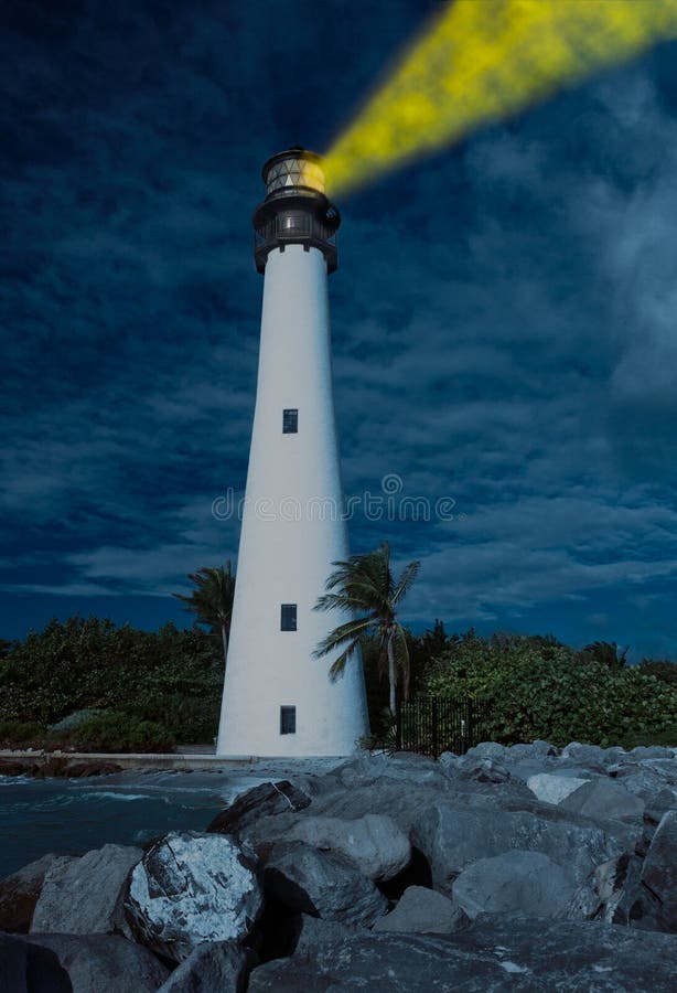 Cape Florida Lighthouse In Bill Baggs Stock Image - Image of landmark ...