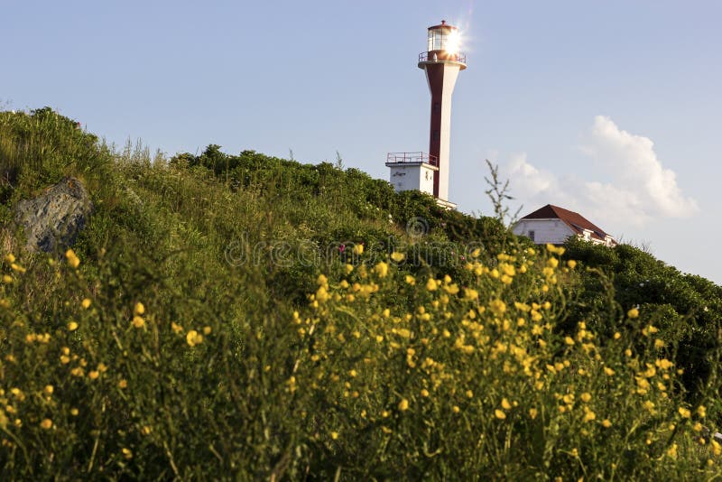 Cape Forchu Lighthouse in Nova Scotia in Canada Stock Photo - Image of ...