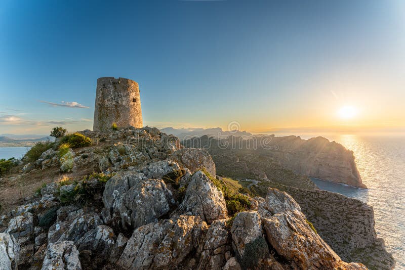 Cape of Formentor and the Bays of Pollensa at Sunset Stock Image ...