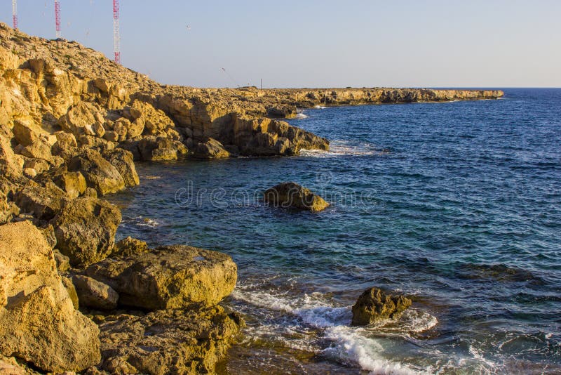 Cape Greco Cyprus at Sunset Stock Photo - Image of ocean, cliff: 101099758