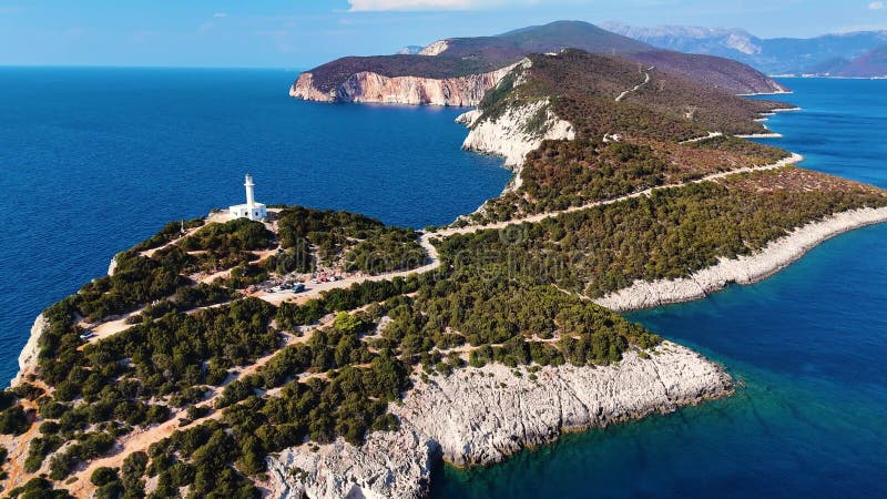 Cape Lefkatas Lighthouse, on Lefkada Island, Greece Stock Video - Video ...