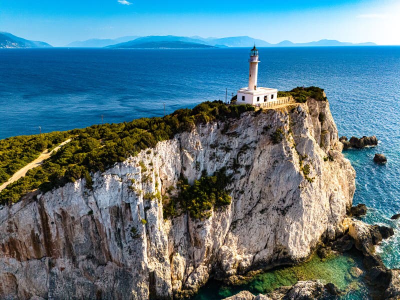 Cape Lefkatas Lighthouse, on Lefkada Island, Greece Stock Image - Image ...