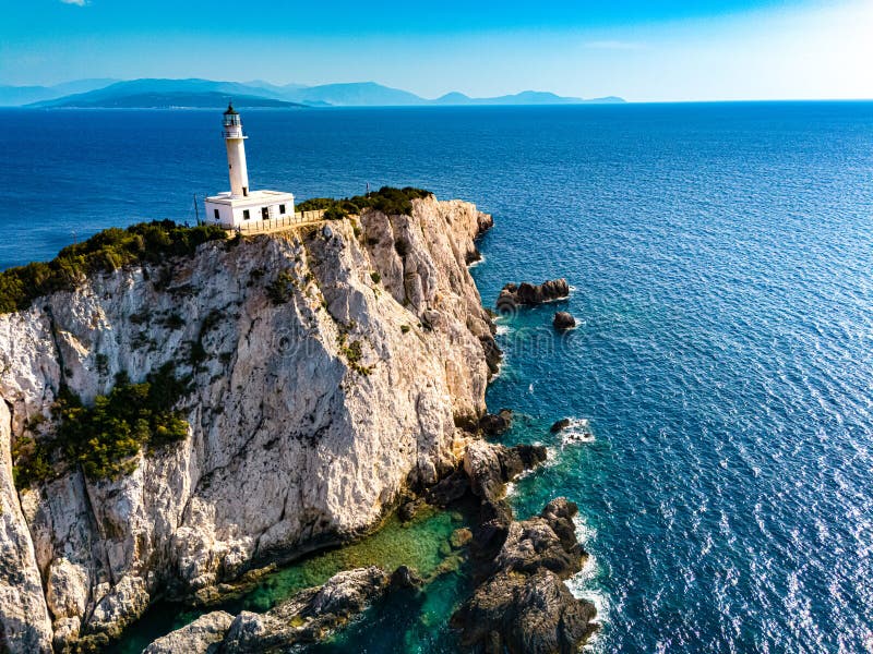 Cape Lefkatas Lighthouse, on Lefkada Island, Greece Stock Image - Image ...