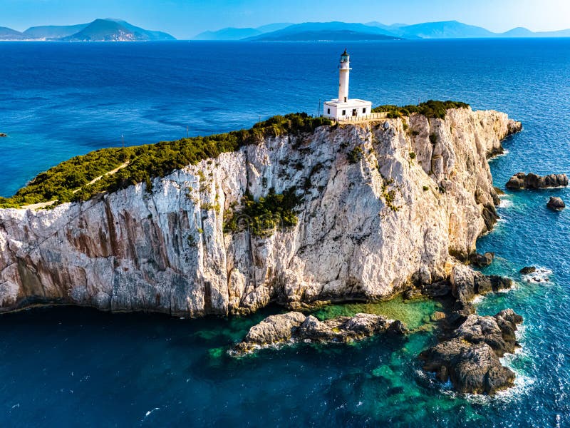 Cape Lefkatas Lighthouse, on Lefkada Island, Greece Stock Photo - Image ...