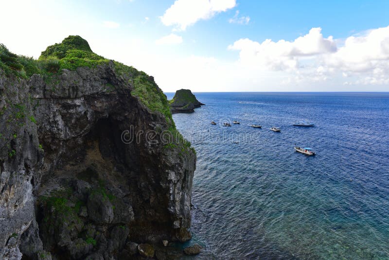 Cape Maeda Coastline in Okinawa Stock Photo - Image of shore, rock ...