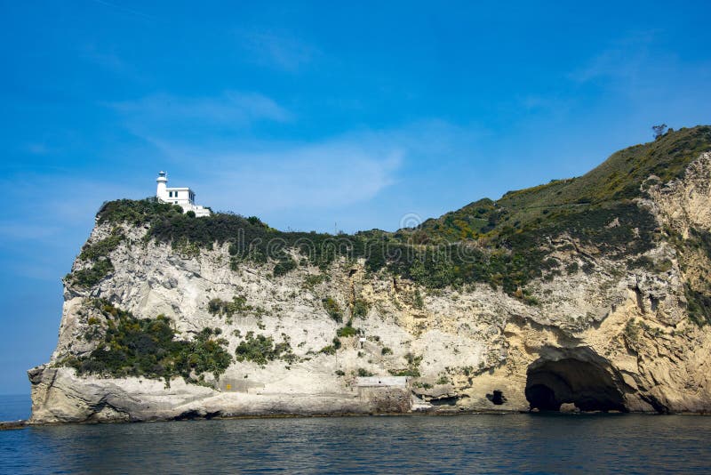 Cape Miseno Lighthouse stock image. Image of boat, gulf - 300211445