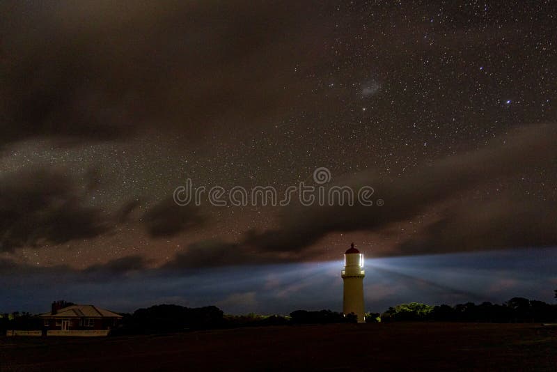 Cape Schanck Lighthouse on a Starry Night. Stock Photo - Image of ...