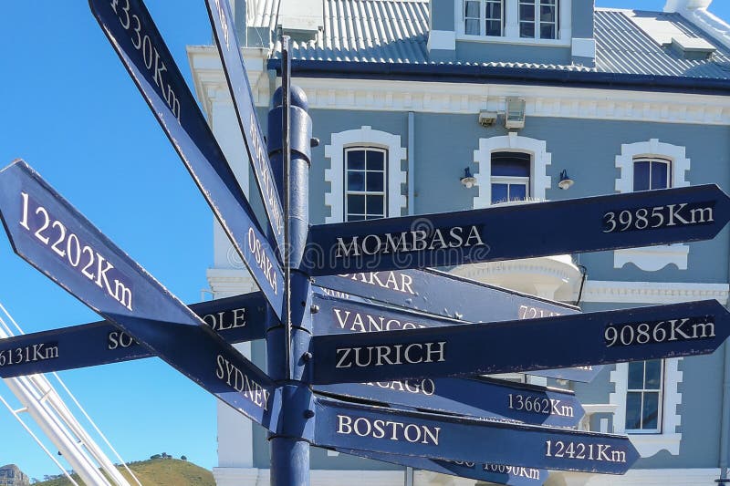 Cape town distance signs stock photo. Image of landmark - 105725636