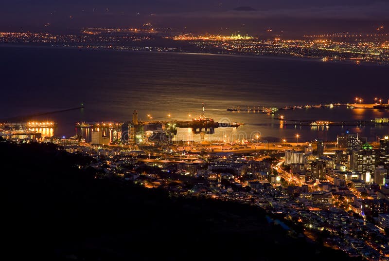 Cape Town at night stock photo. Image of blue, africa - 13748888