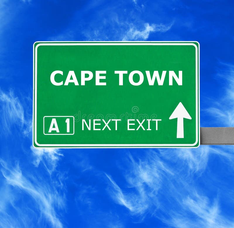 CAPE TOWN Road Sign Against Clear Blue Sky Stock Photo - Image of ...
