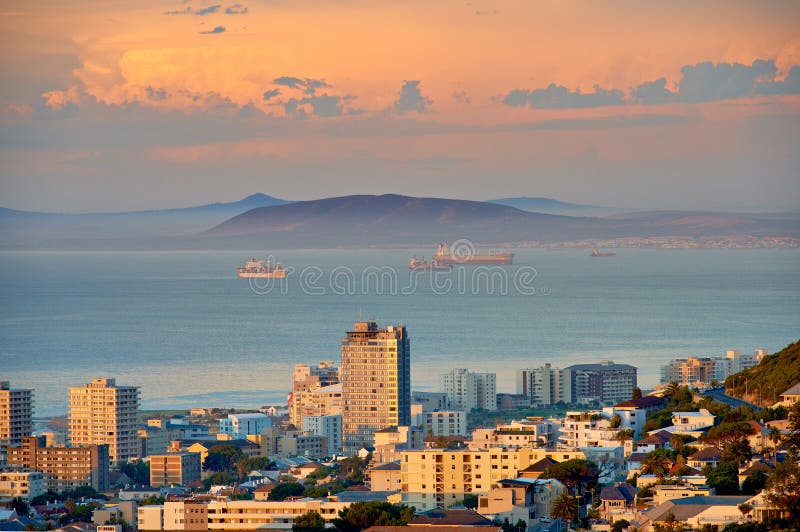 Cape Town at Sunrise. a High Angle View of Cape Town at Sunrise. Stock ...