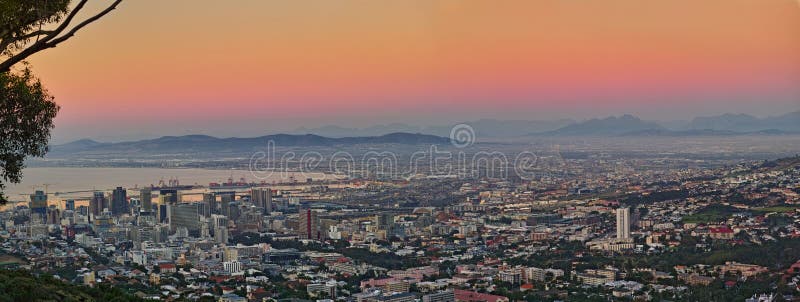 Cape Town at Sunrise. a High Angle View of Cape Town at Sunrise. Stock ...