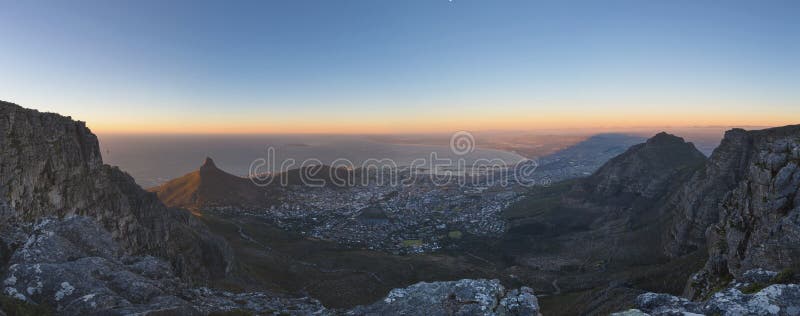 Cape Town and Table Bay from Table Mountain Stock Photo - Image of town ...