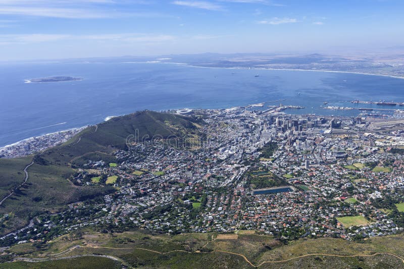 Cape Town from Top of Table Mountain, South Africa Stock Image - Image ...