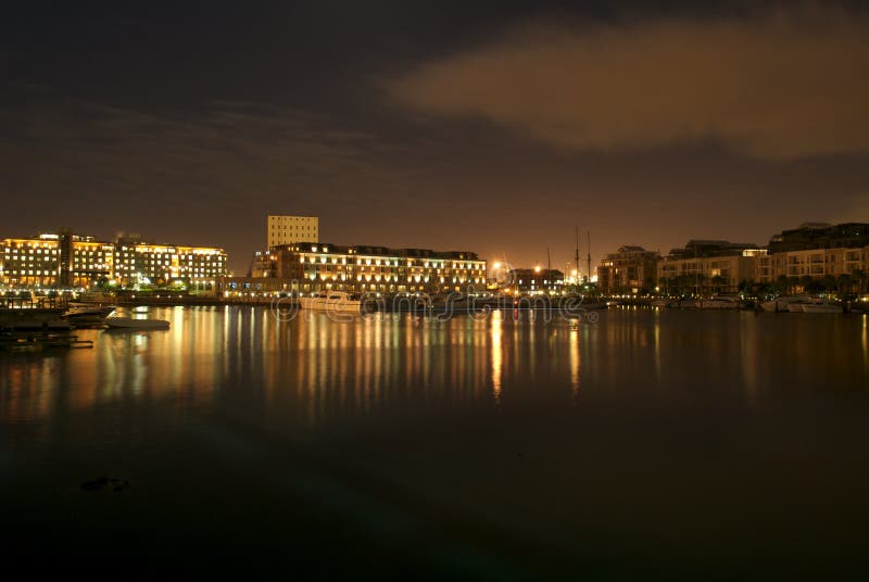 Cape Town Waterfront at Night Stock Photo - Image of yacht, tourism ...