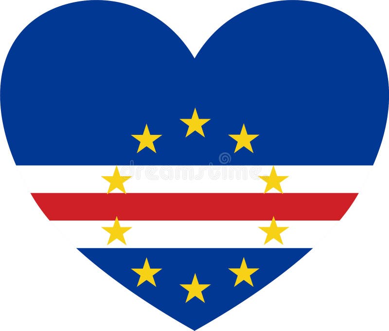 Cape Verde Flag in Heart Shape Isolated on Transparent Background Stock ...
