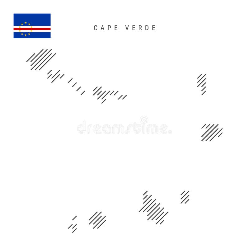 Cape Verde Map from Pattern of Black Slanted Parallel Lines. Flat ...