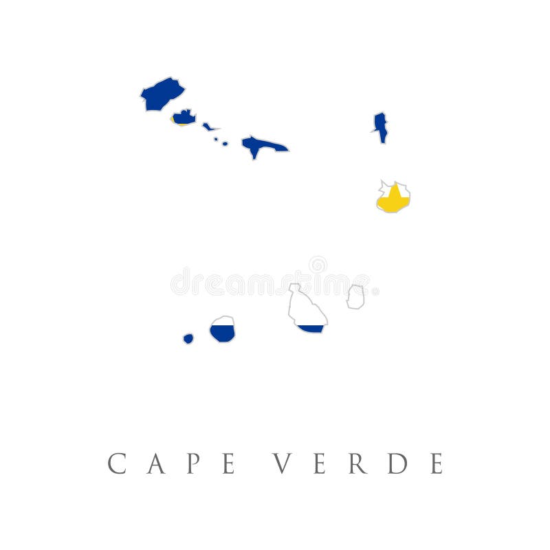 Cape Verde Outline Map Country Shape. Navy Blue Cape Verde Map and Flag ...