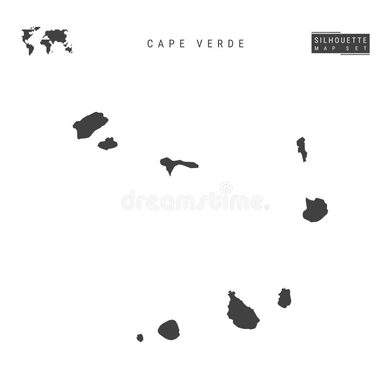 Cape Verde Vector Map Isolated on White Background. High-Detailed Black ...