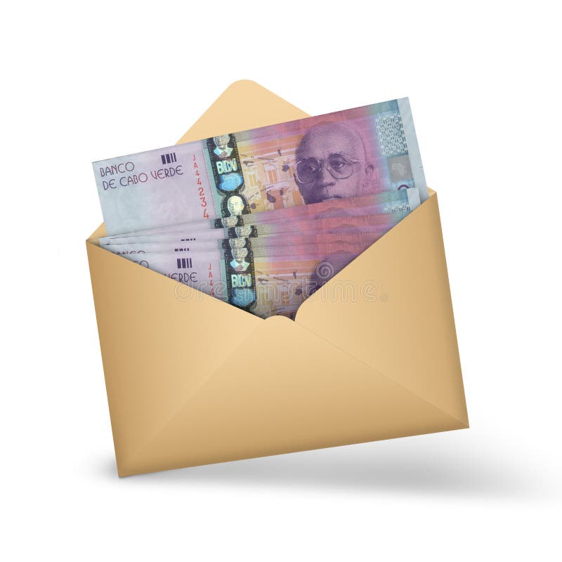 Cape Verdean Escudo Notes Inside an Open Brown Envelope. Money in an ...