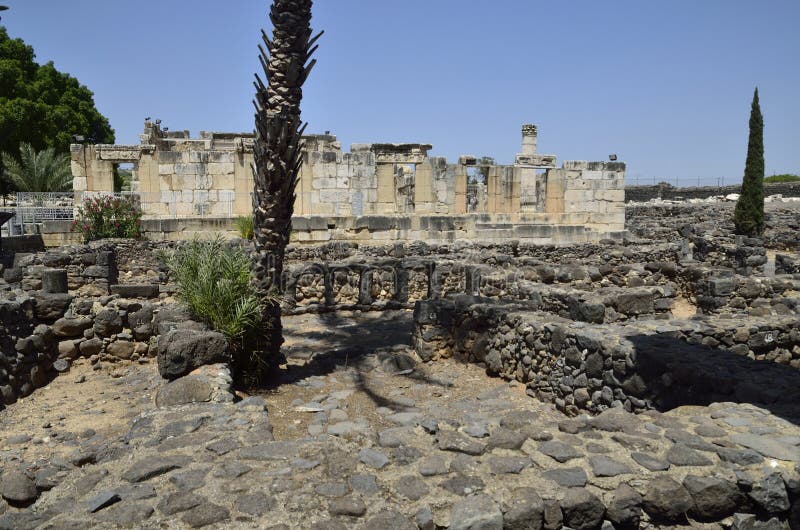 Synagogue in Jesus Town of Capernaum Stock Photo - Image of holy ...
