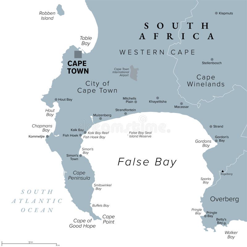 Cape Town, the Legislative Capital of South Africa, Gray Political Map ...