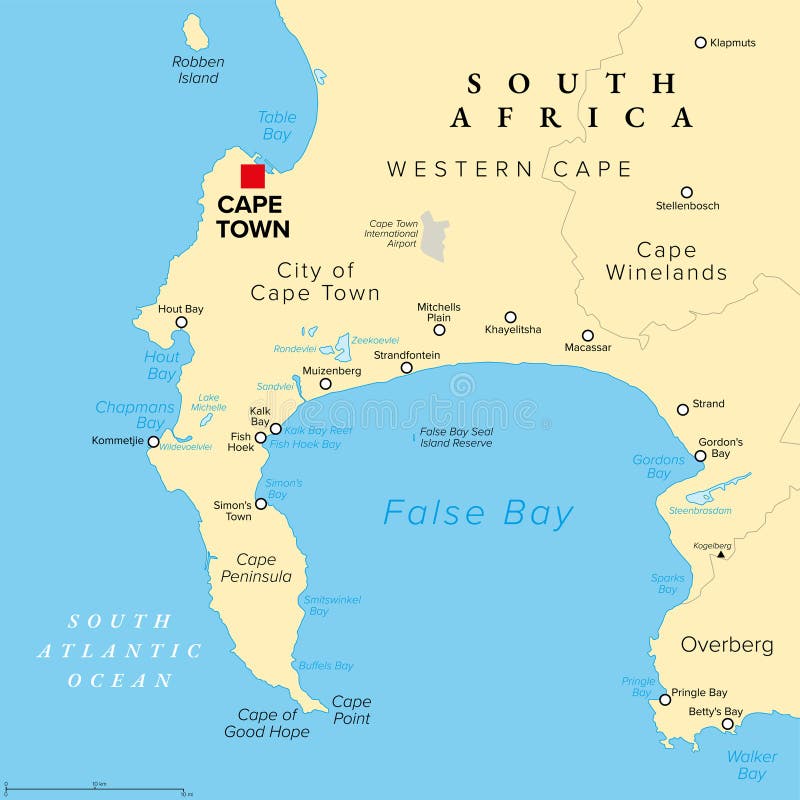 Cape Town City Republic of South Africa, RSA, Western Cape Province Map ...