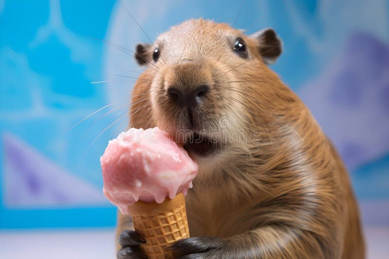 Capibara come helado stock de ilustración. Ilustración de azul - 283934730