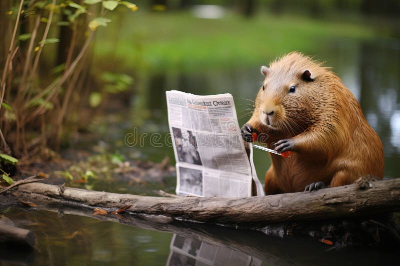 Capibara is Reading the Newspaper Stock Illustration - Illustration of ...